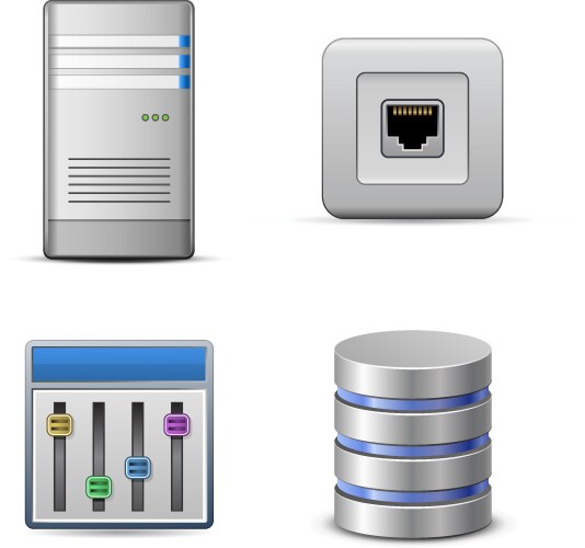 Two black server racks realistic Royalty Free Vector Image