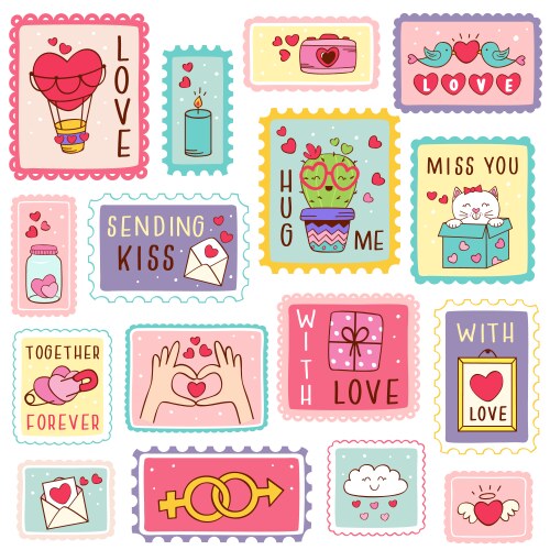 Set isolated love stickers part 1 Royalty Free Vector Image