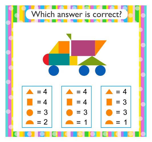 Math activity for kids find the correct answer Vector Image