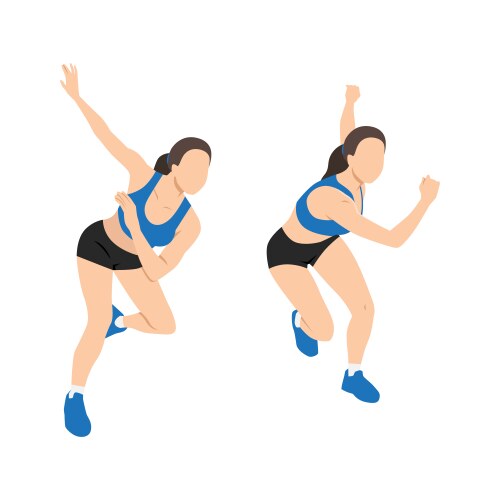 Woman doing side to hops exercise Royalty Free Vector Image