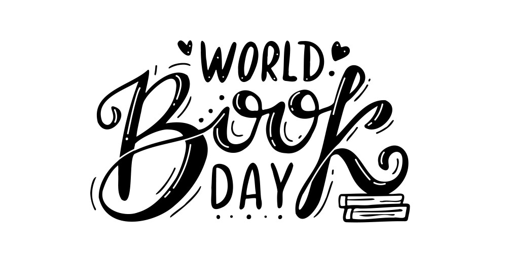 World book day lettering art handwritten quote Vector Image