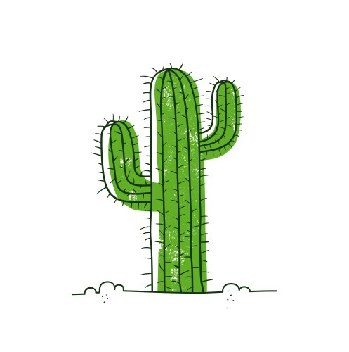 Desert field with cactus plants Royalty Free Vector Image