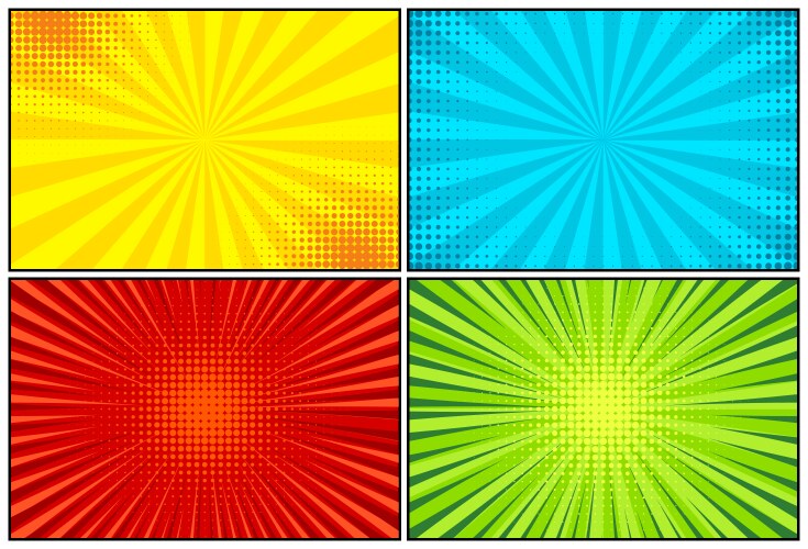 Cartoon comic backgrounds set comics book Vector Image