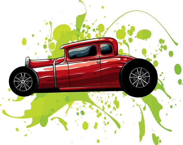 Classic red custom street rod with hotrod flames Vector Image