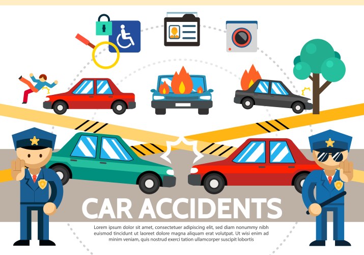 Flat auto accident horizontal banners Royalty Free Vector