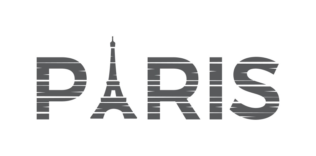 Paris word sign logo on letter a eiffel tower Vector Image
