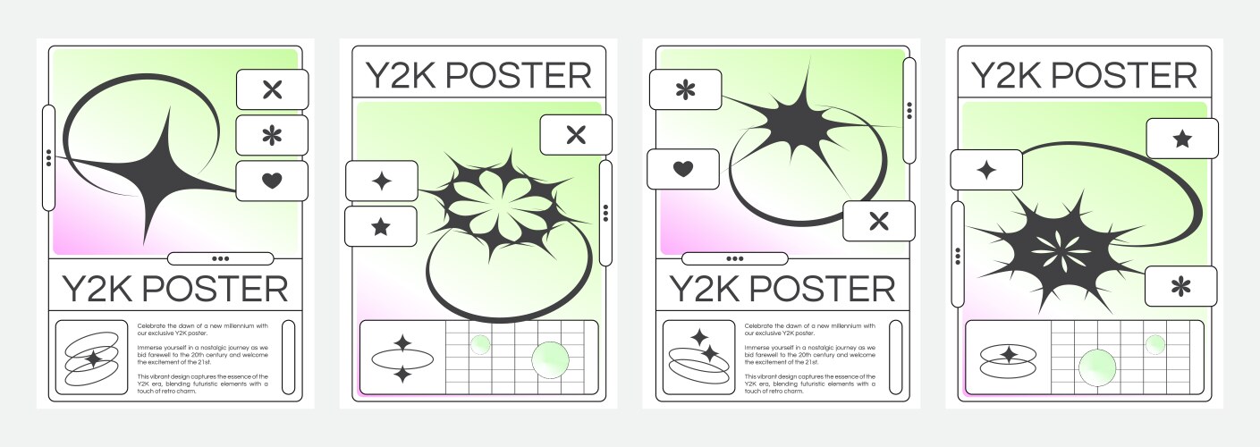Y2k style poster design template Royalty Free Vector Image