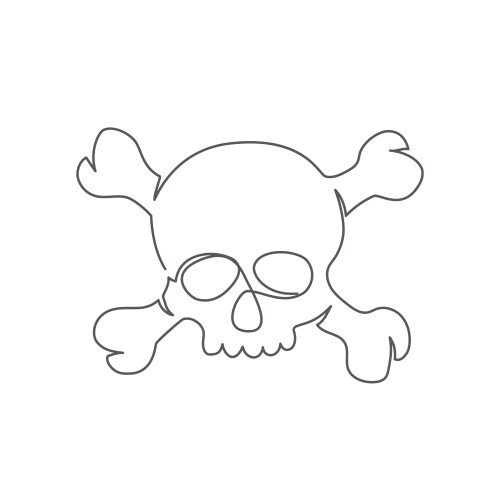 Skeleton one line drawing isolated on white Vector Image