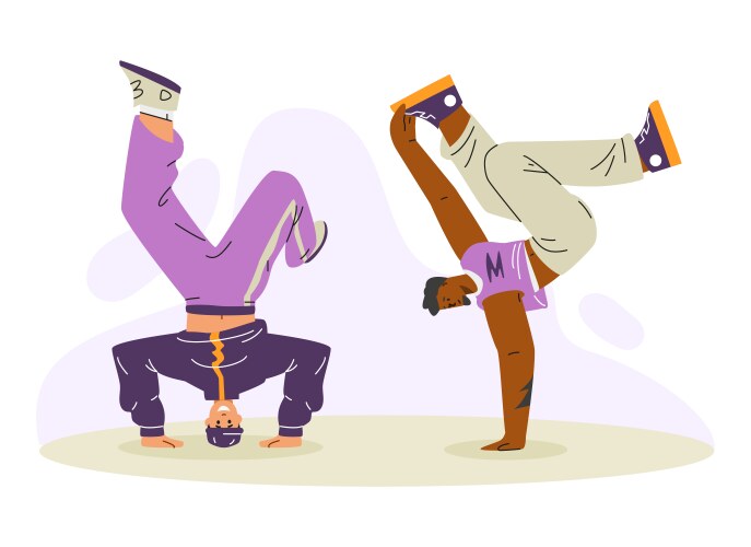 Break dancers handstands breakdancer Royalty Free Vector