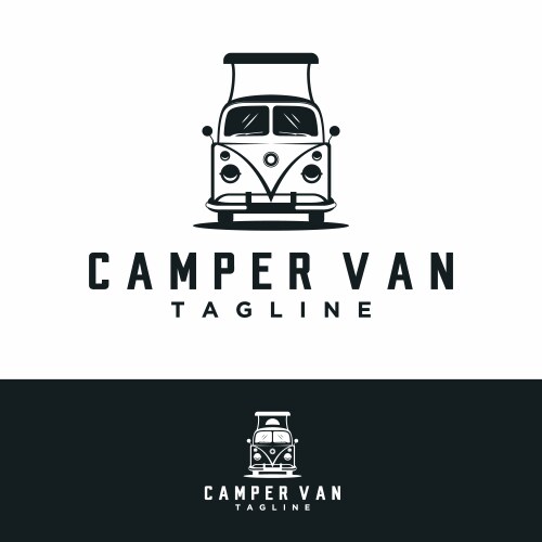 Rv camper van motor home logo Royalty Free Vector Image