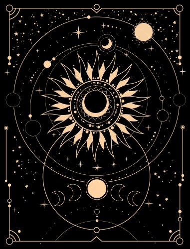 Hand drawn sun and crescent moon esoteric signs Vector Image