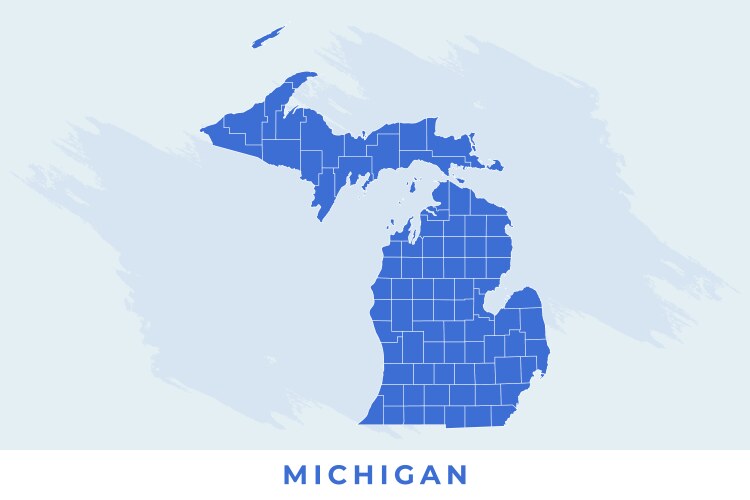 Map of michigan with regions Royalty Free Vector Image