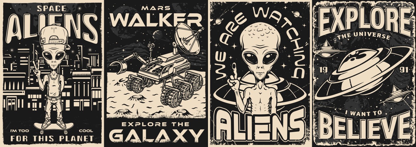 Space explorer monochrome flyer vintage Royalty Free Vector