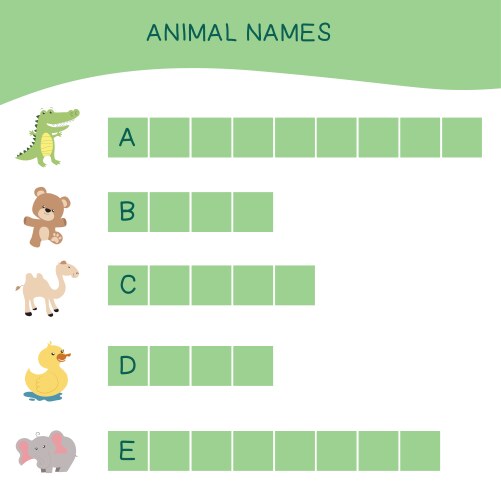 Spelling word scramble game animals edition Vector Image