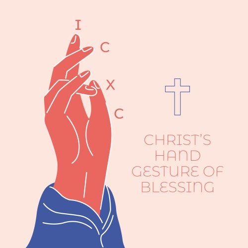 Hand of jesus on the cross showing sign for i Vector Image
