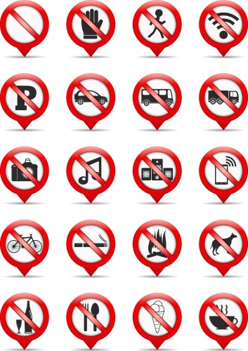 Prohibition signs icon set Royalty Free Vector Image