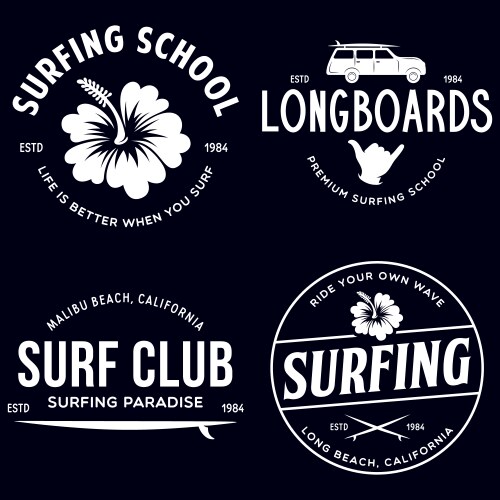 Vintage surfing emblems for web design or print Vector Image