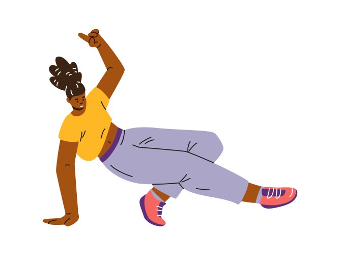 Break dancer dynamic pose black silhouette Vector Image