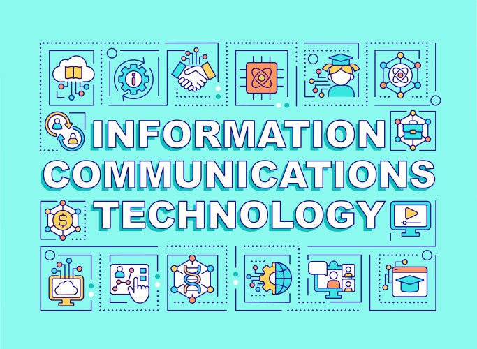 Information communication technology word Vector Image