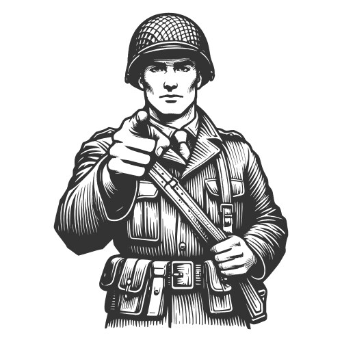 Firefighter pointing forward recruitment pose Vector Image