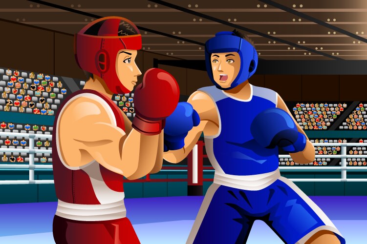 Boxing match in ring Royalty Free Vector Image