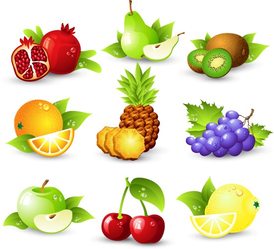 Set amount calories in fruit on white Royalty Free Vector Set amount calories in fruit on white Royalty Free Vector