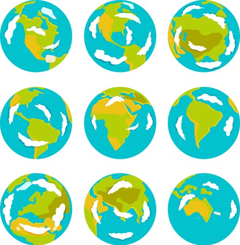 Retro paper earth world globe map icons Royalty Free Vector
