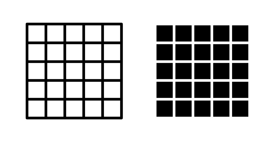 Grid icon set coordinate symbol in black filled Vector Image
