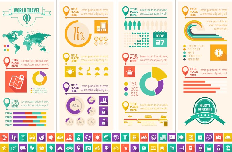 Travel and tourism infographics with data icons Vector Image
