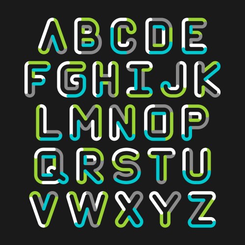 Alphabet retro color Royalty Free Vector Image