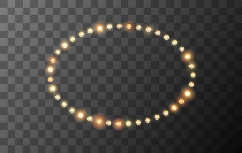 Glowing light frame golden bulbs border Royalty Free Vector