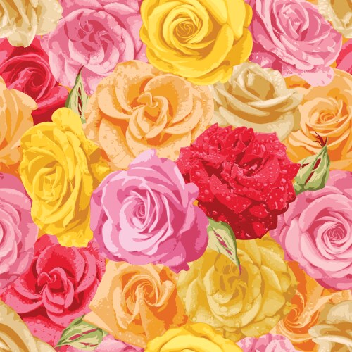 Vintage seamless pattern with pink roses Vector Image