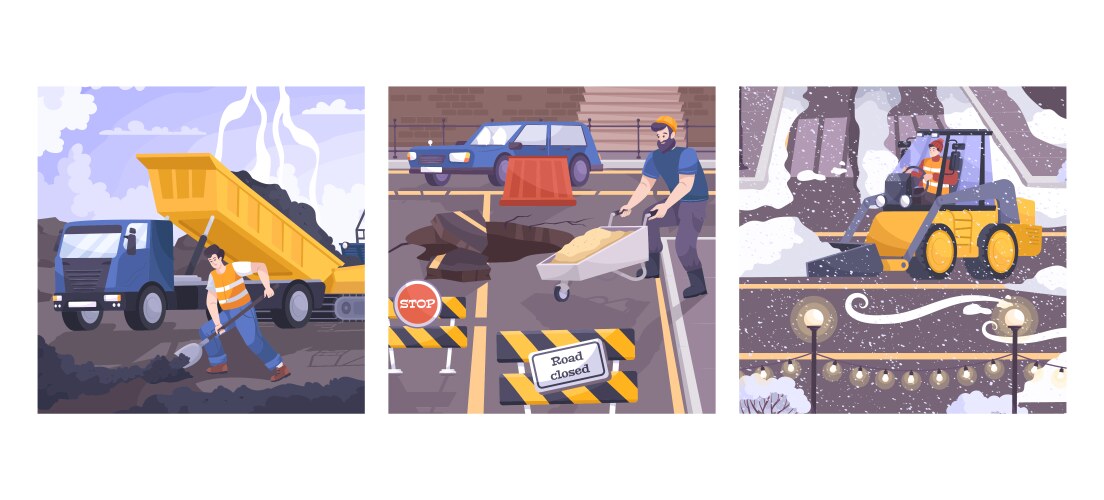 Road repair cartoon Royalty Free Vector Image - VectorStock