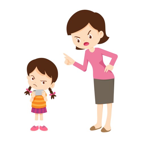 Parent pull ear naughty young boy Royalty Free Vector Image