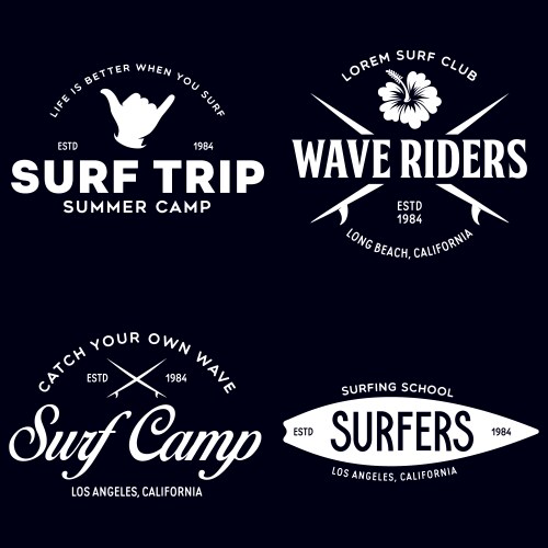 Vintage surfing emblems for web design or print Vector Image