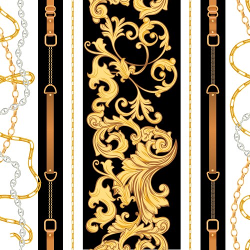 Fashion seamless pattern with chains and straps Vector Image