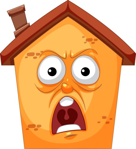 Animated house character with a shocked face Vector Image