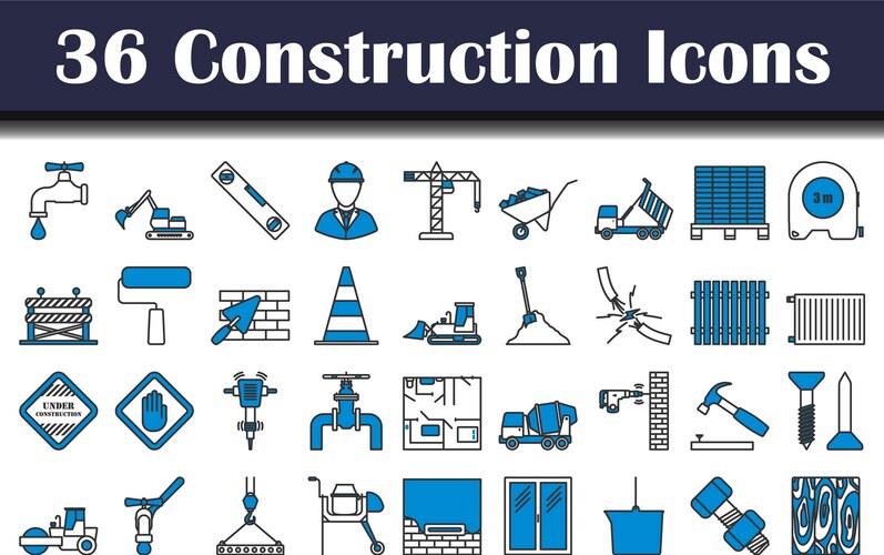 Construction solid icon set Royalty Free Vector Image