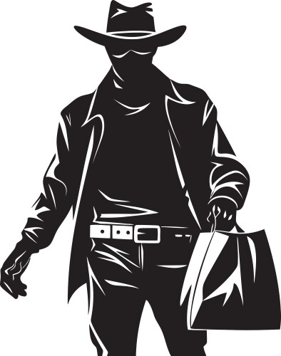 Frontier felon cartoon cowboy robber logo design Vector Image