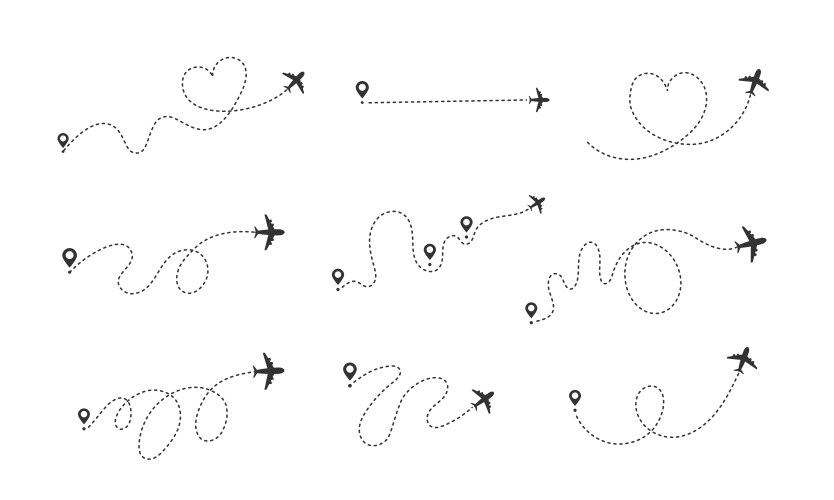 Airplane 2020 dotted path aircraft tracking Vector Image