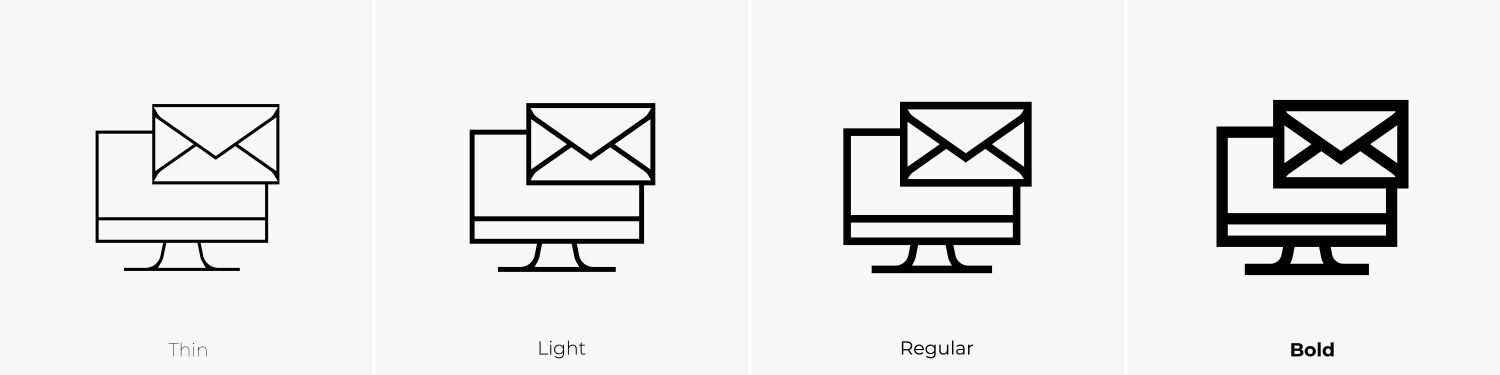 Computer desktop icon thin light regular and bold Vector Image