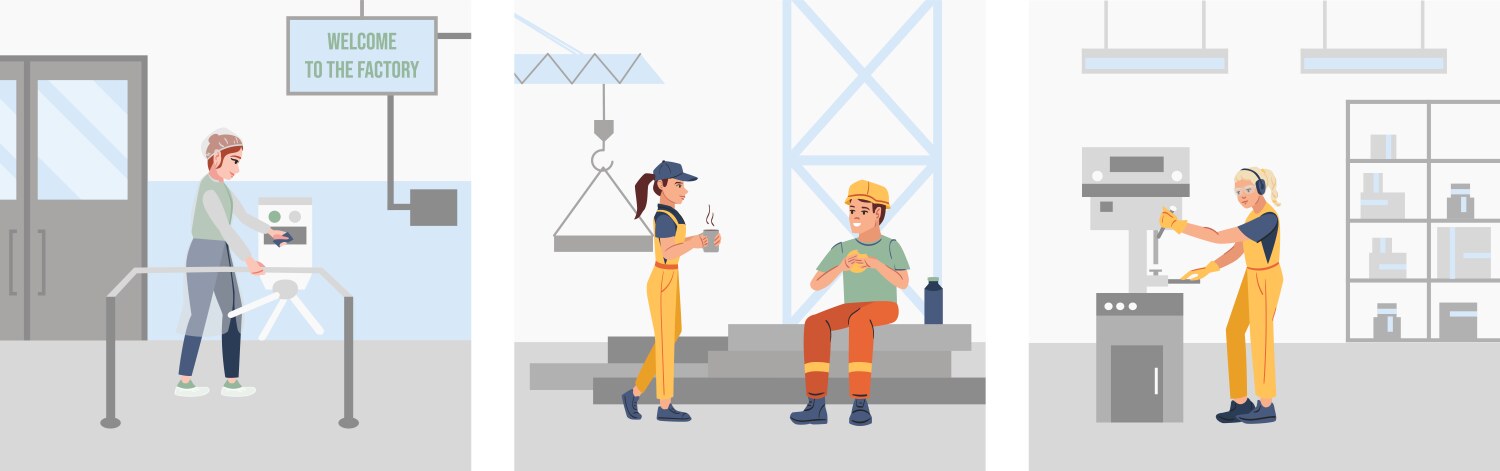 Factory and operator at work Royalty Free Vector Image