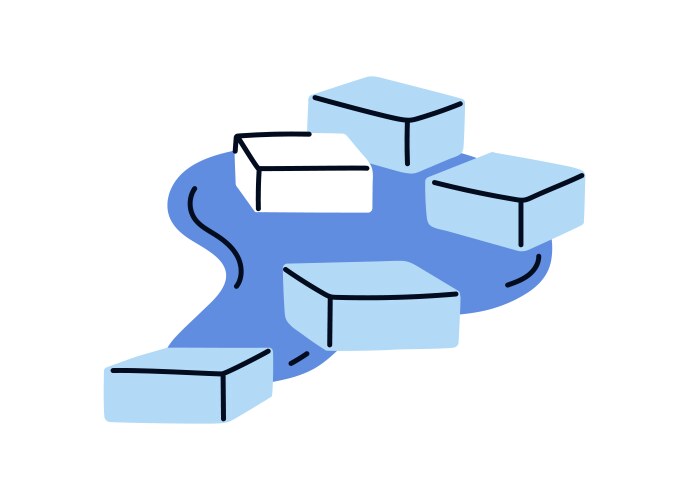 Silhouette ice blocks melting water puddle Vector Image