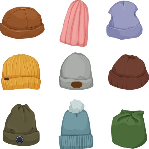 Set caps front back and side view Royalty Free Vector Image