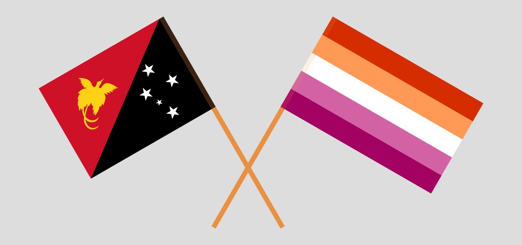 Crossed flags of south sudan and papua new guinea Vector Image