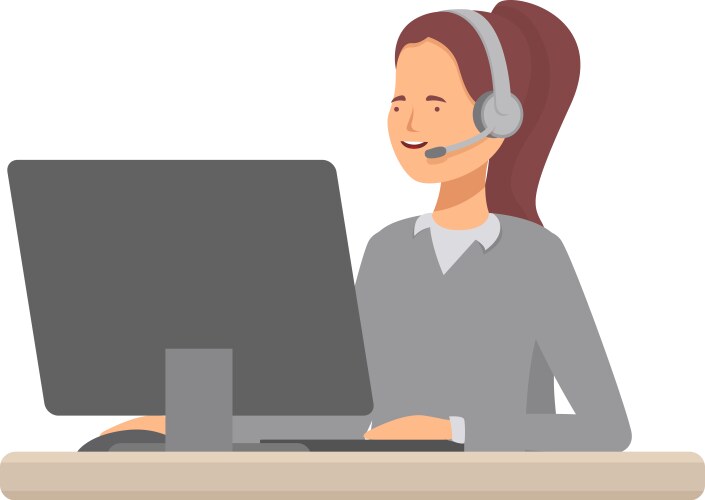Friendly customer service representative at work Vector Image Friendly customer service representative at work Vector Image