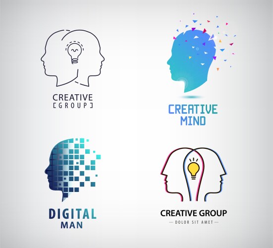 Creative mind logo brain Royalty Free Vector Image