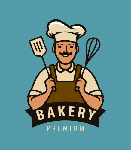 Bakery bakehouse logo or label baker Royalty Free Vector