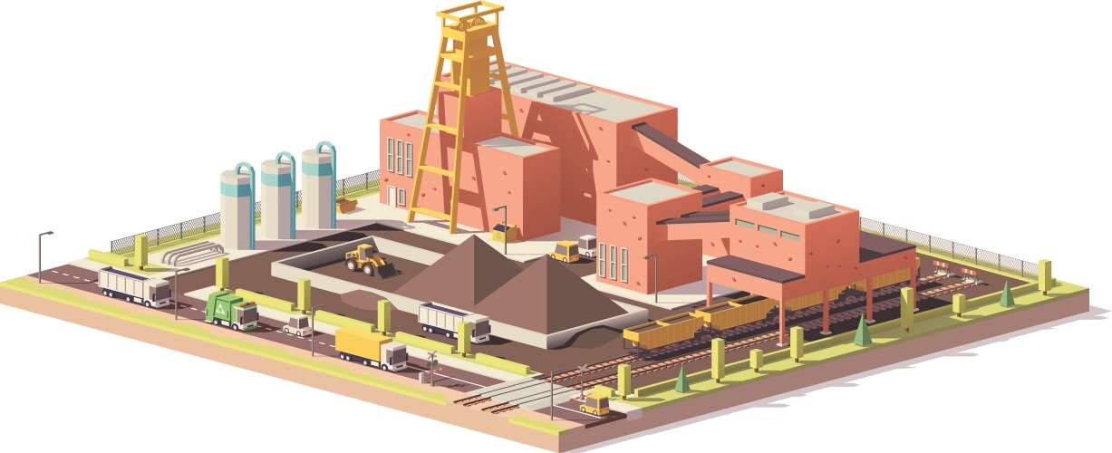 Isometric coal mining quarry Royalty Free Vector Image