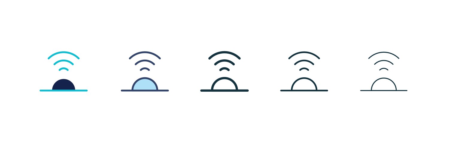 Motion sensor icon set black filled and outlined Vector Image